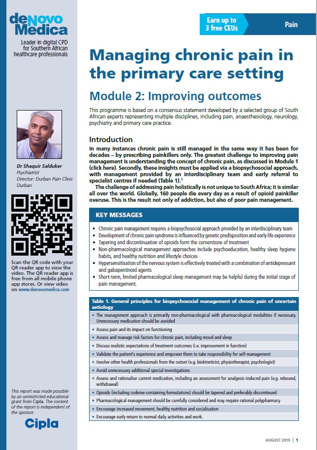 Chronic pain module 2: Improving outcomes - deNovo Medica