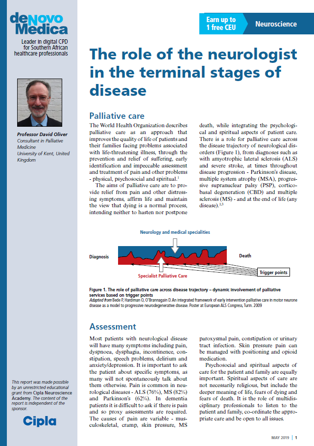 The role of the neurologist in the terminal stages of disease - deNovo ...